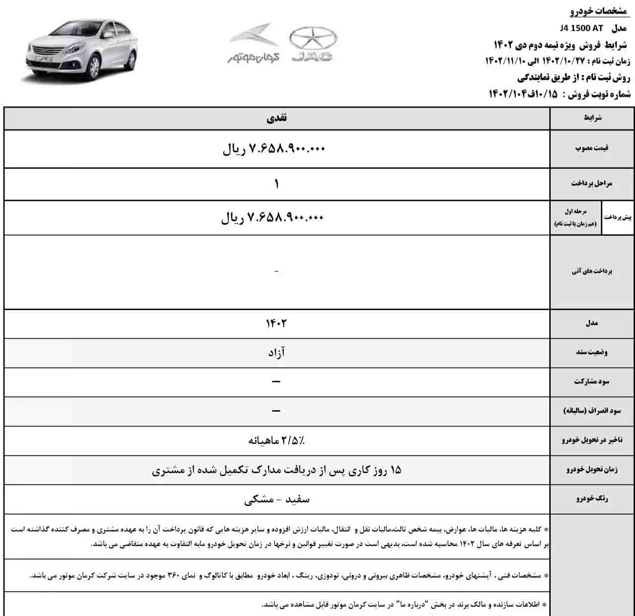 اعلام شرایط فروش جک J4 با تحویل فوری ویژه دی ماه ۱۴۰۲ جدول تجارت نیوز